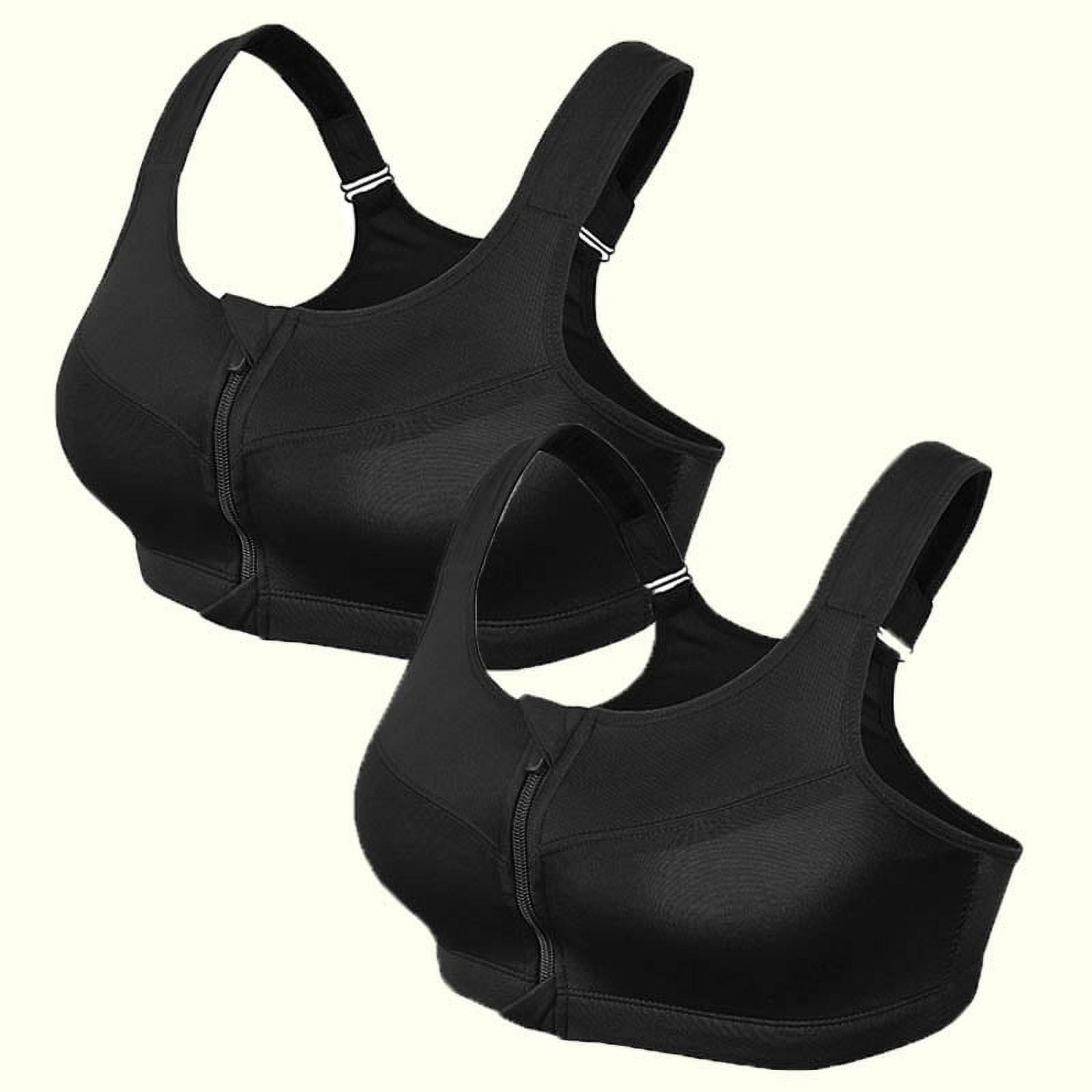 Xmarks Women's Zip Front Sport Bra - 2 Pack - Wireless Post-Surgery Bra ...