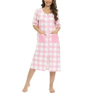 EZI House Dresses for Women with Pockets Moo Moos Gingham House Coat ...