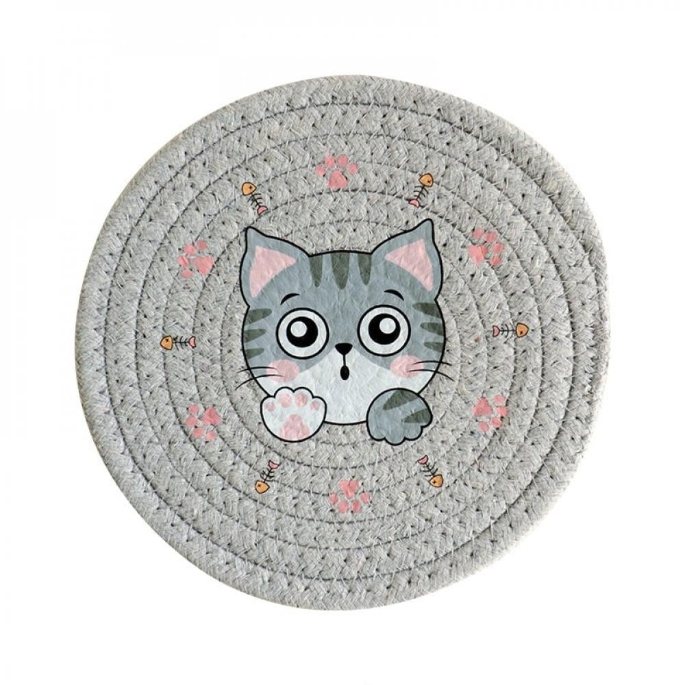 Xmarks Woven Cartoon Cat Placemats, Round Placemats for Dining Table ...