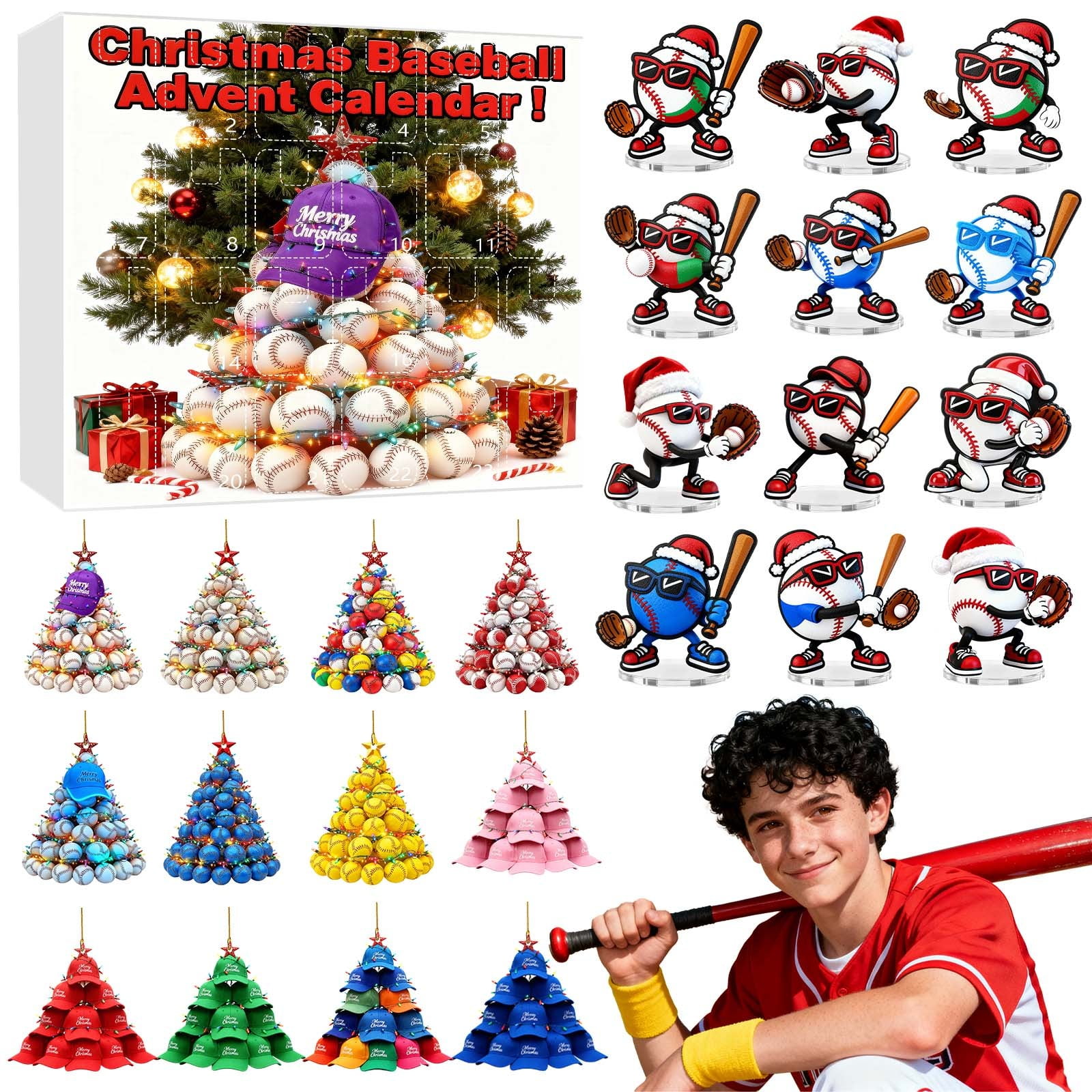 Xmas 2D Baseball Cartoon Hanging Adornment Xmas Hanging Adornment ...