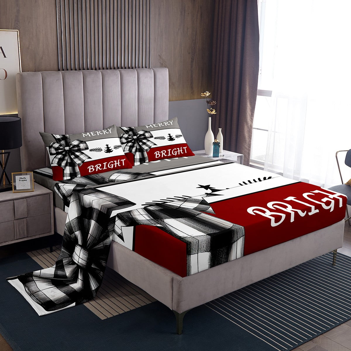 Xmas Bed Sheets Queen Size for Boys Girls Kids Winter Themed Sheets ...