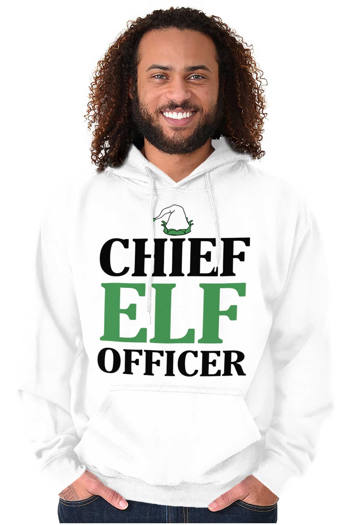 Xmas Chief Elf Officer Santa Helper Hoodie Sweatshirt Women Men Brisco ...