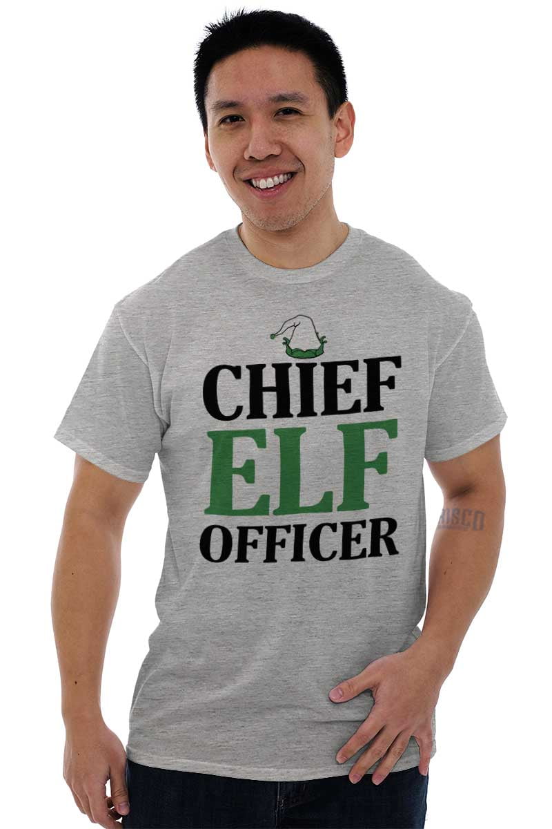 Xmas Chief Elf Officer Santa Helper Men's Graphic T Shirt Tees Brisco ...