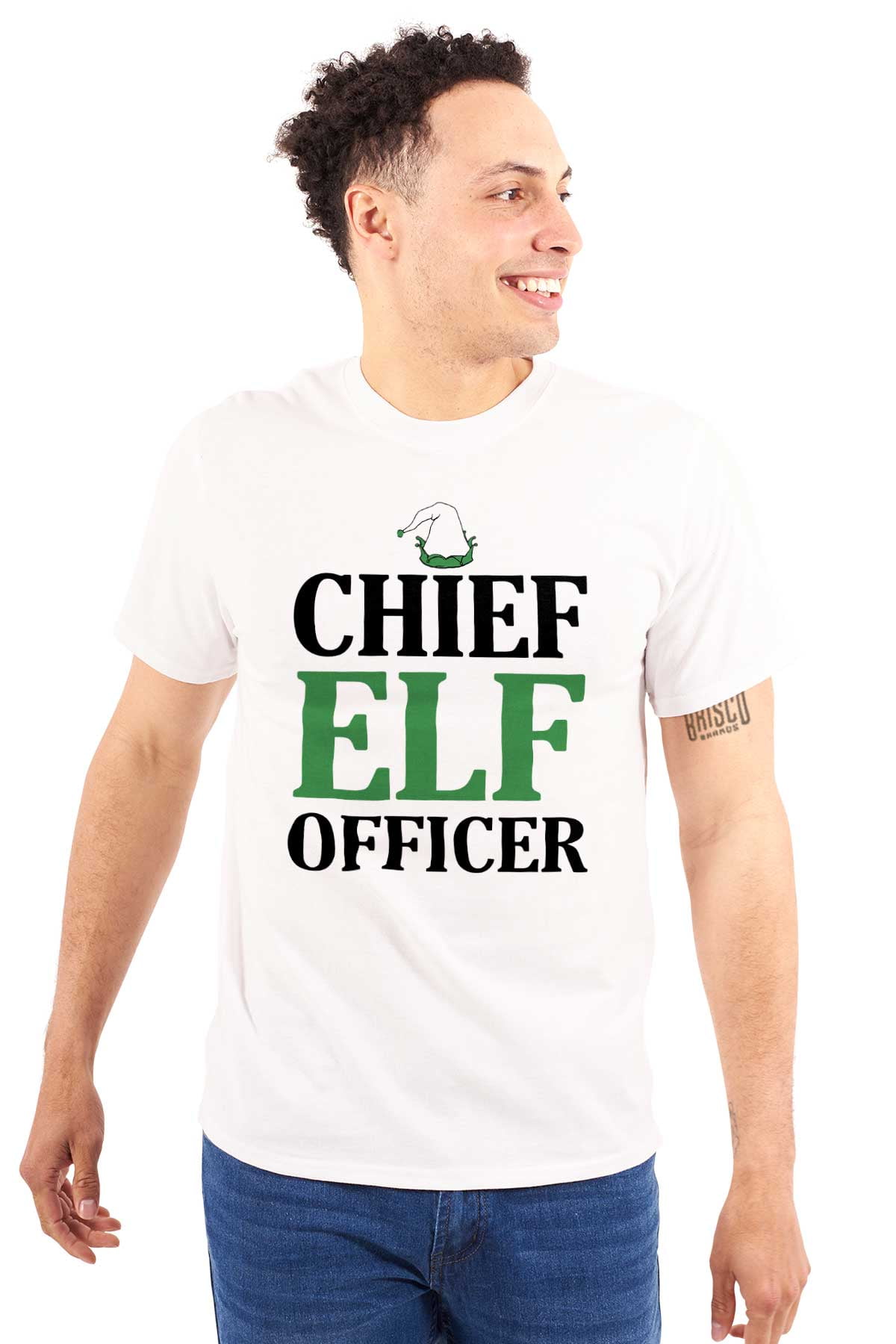 Xmas Chief Elf Officer Santa Helper Plus Size Crewneck Graphic Tee ...