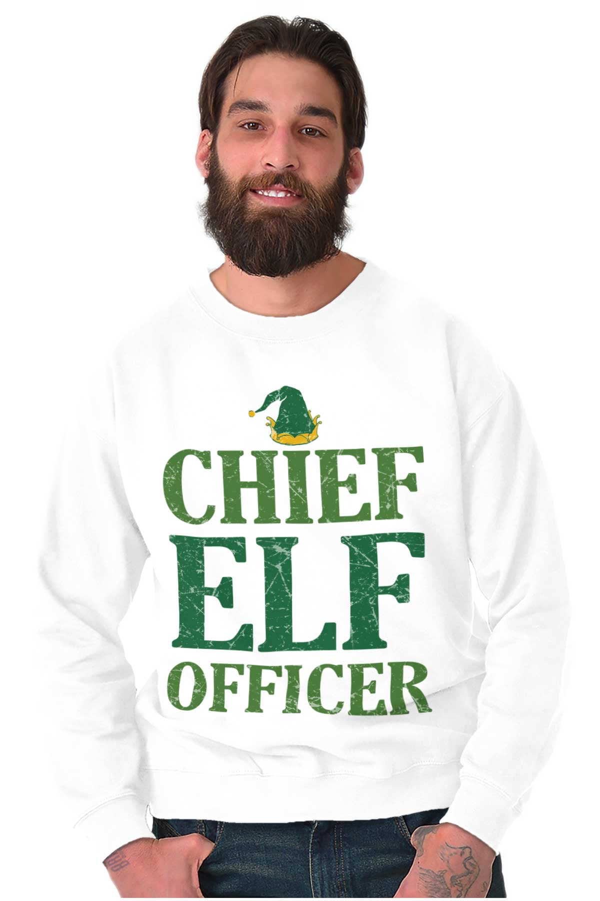 Xmas Chief Elf Officer Santa Helper Sweatshirt for Men or Women Brisco ...
