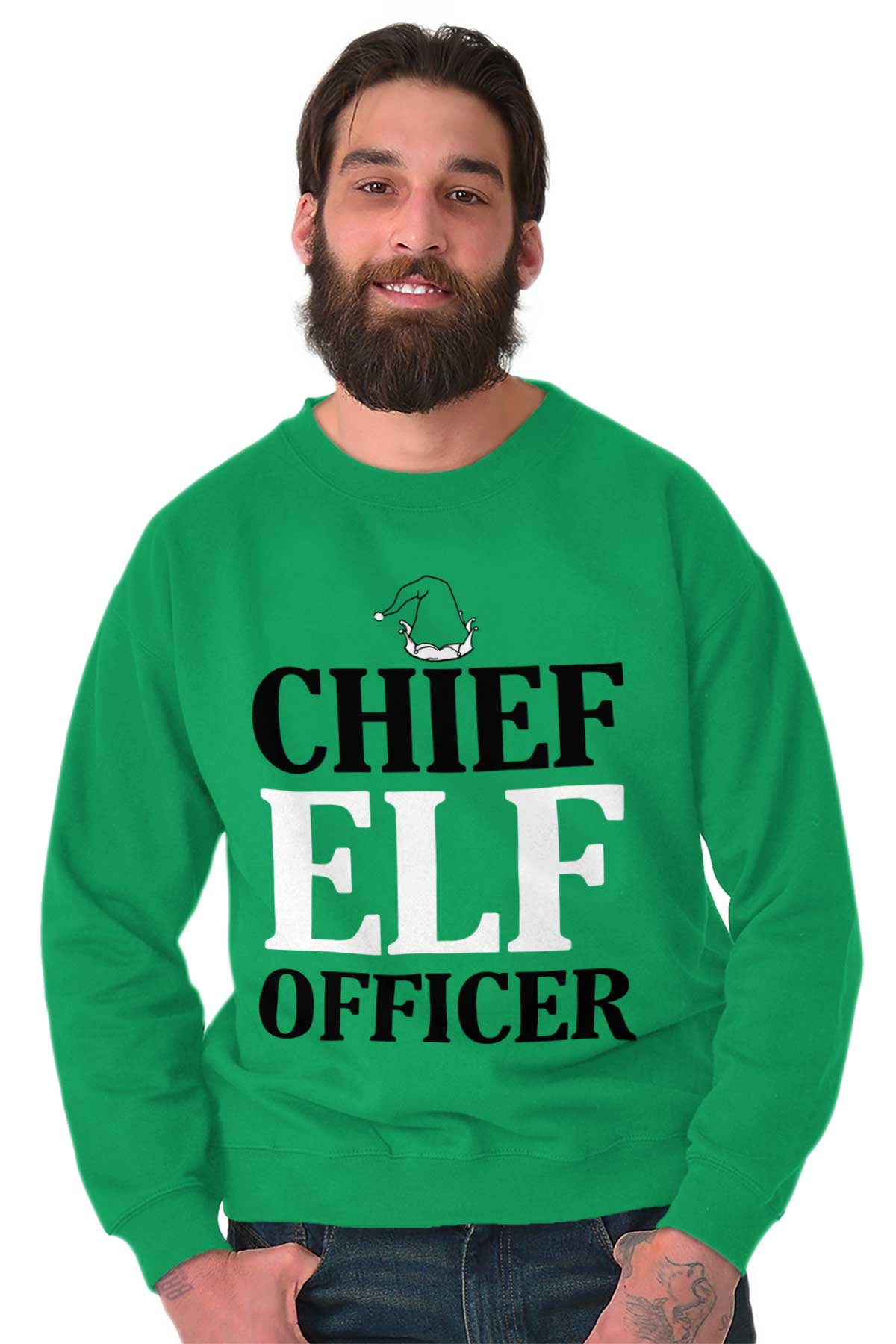 Xmas Chief Elf Officer Santa Helper Sweatshirt for Men or Women Brisco ...