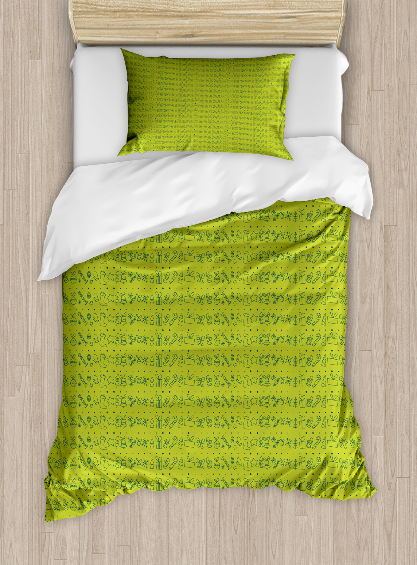 Xmas Duvet Cover Set, Winter Snow Themed Ornamental Gift Boxes Trees ...