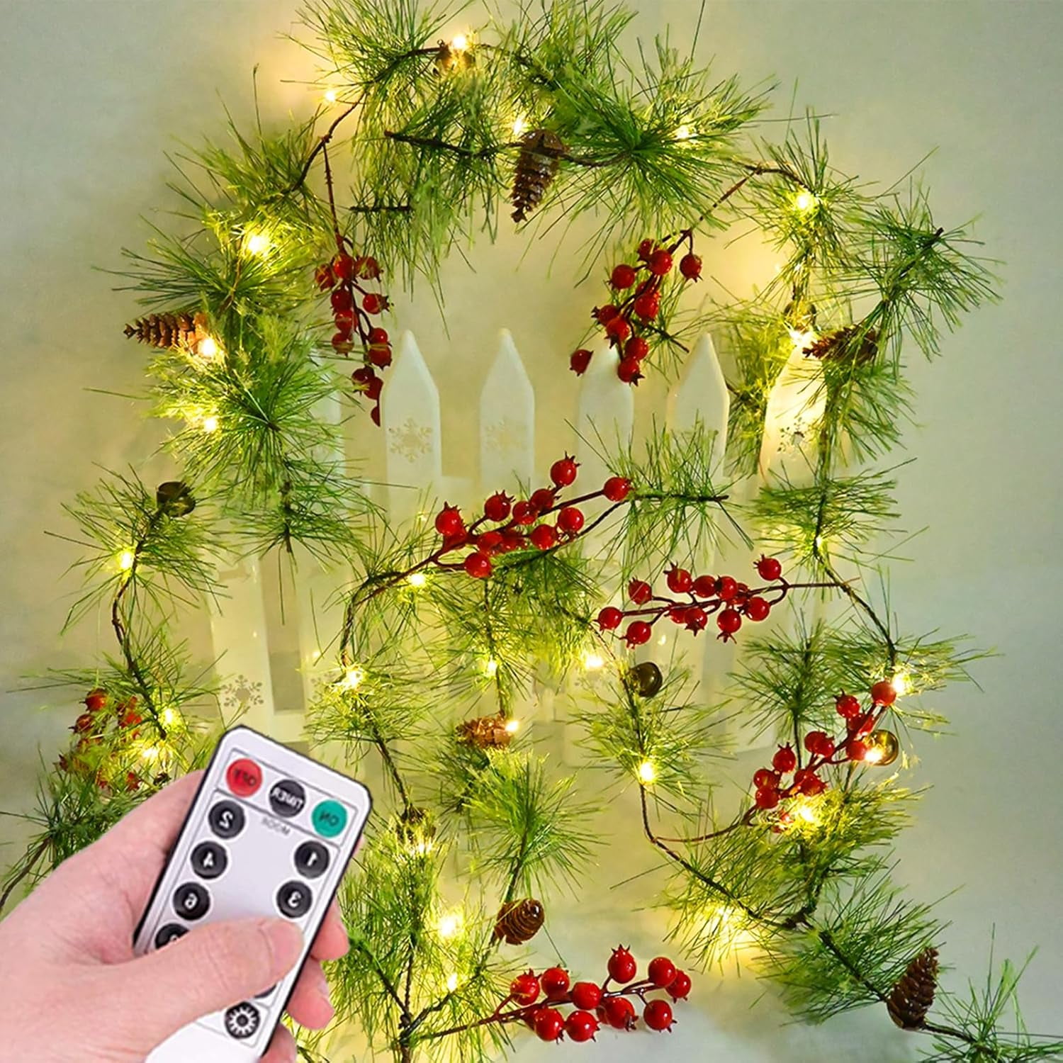 Xmas Garlands 6.56FT 30 LED Remote Garlands featuring Lights Battery ...