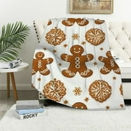 Red Christmas Gingerbread Man Throw Blanket, Winter Cute Star ...