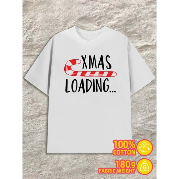 Xmas Loading mens Christmas 180G 100% Cotton white glitter humor Funny ...