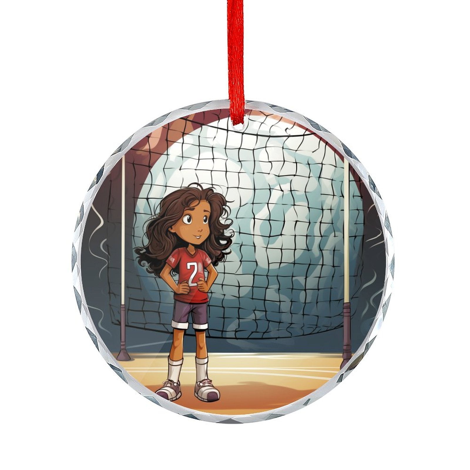 Xmas Ornament Female Volleyball Player Christmas Tree Glass Ornament ...