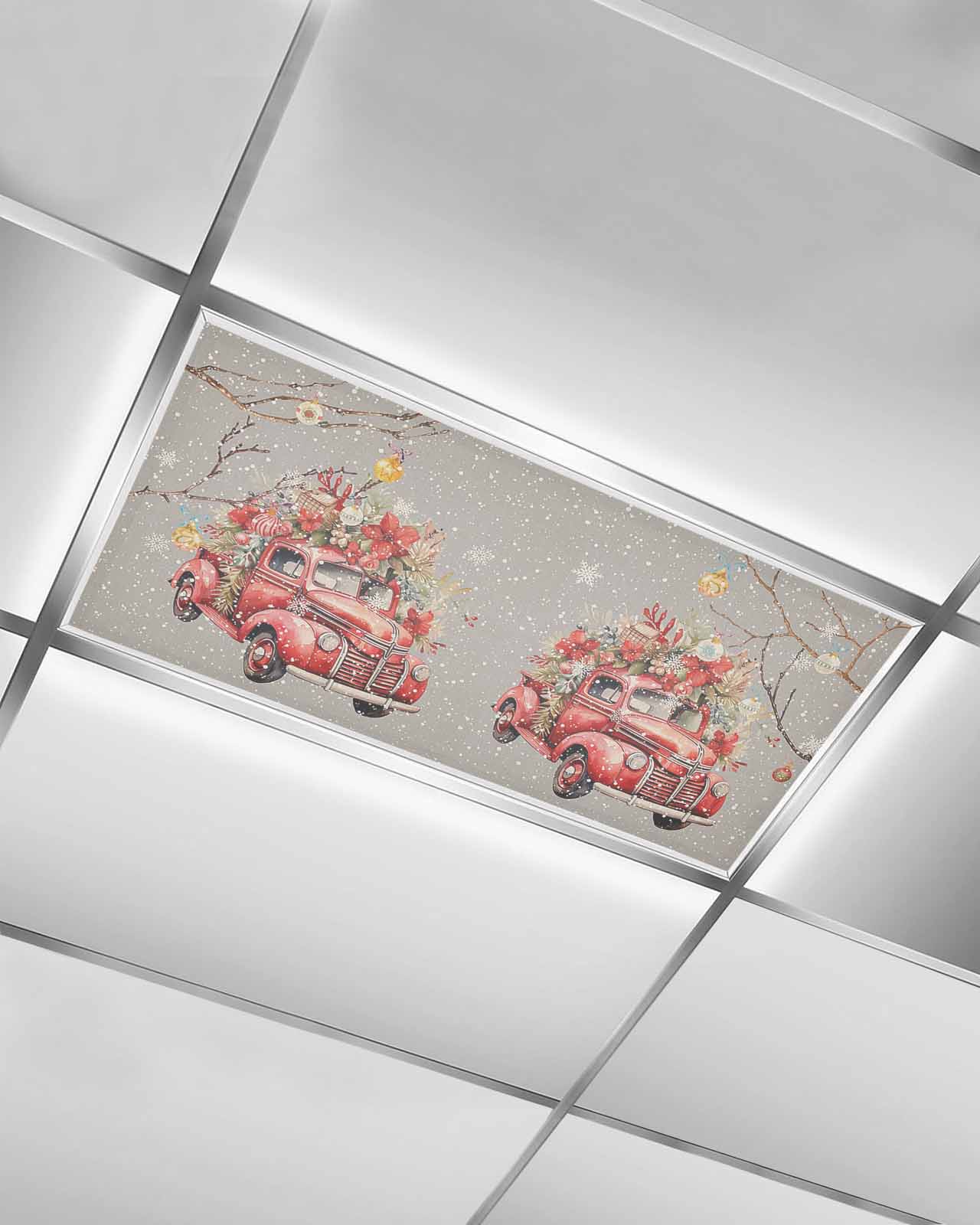 Xmas Red Truck,Fluorescent Light Covers for Ceiling Lights 4x2 feet,1 ...