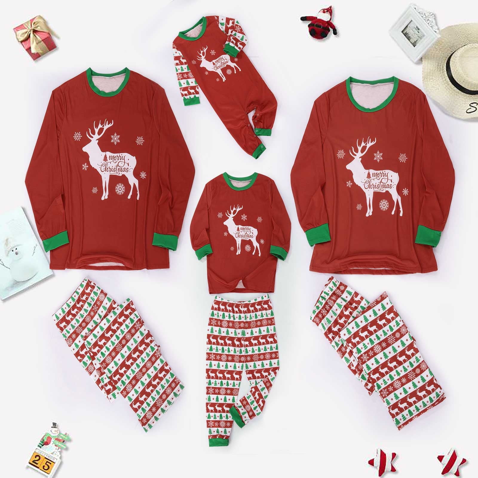 MASRIN Xmas Reindeer Family Pajamas Matching Family Christmas Pajamas ...