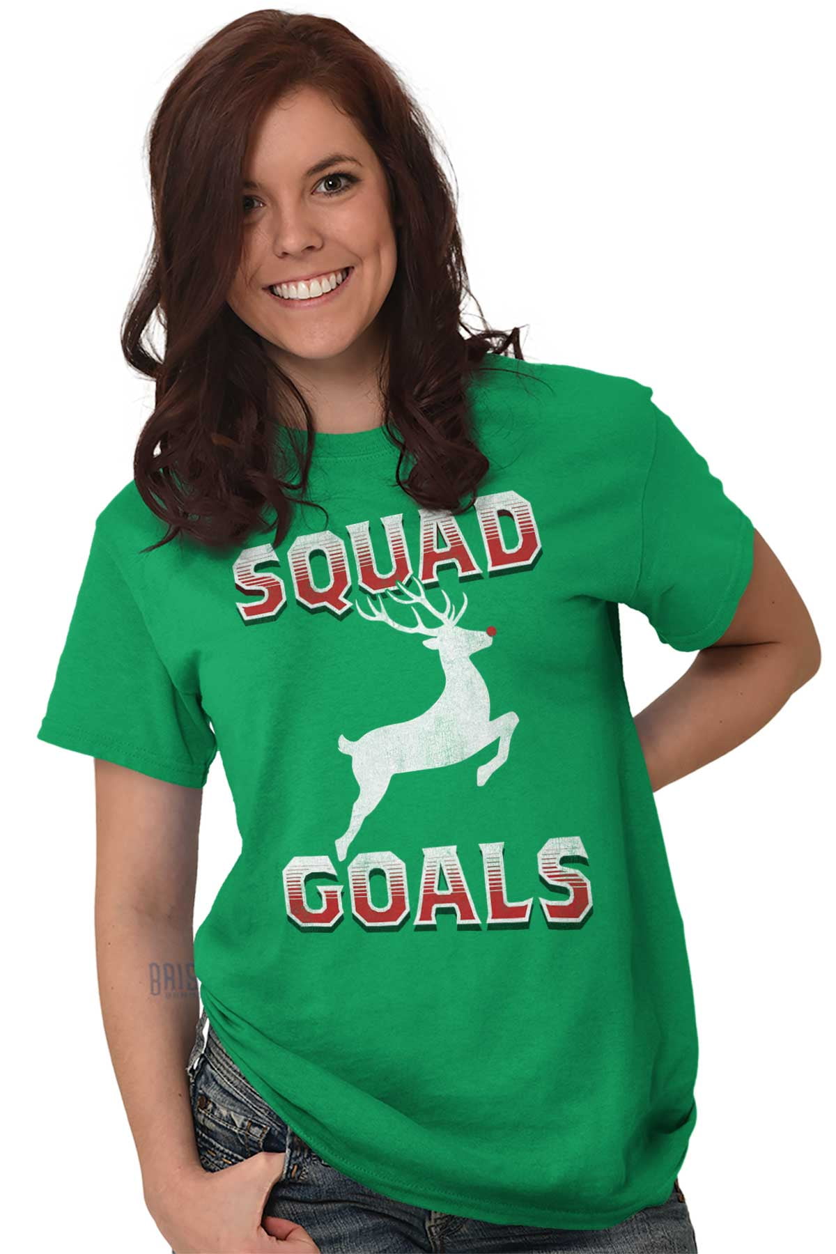 Xmas Santa's Reindeer Squad Goals Women Plus Size Graphic Tee Tees ...