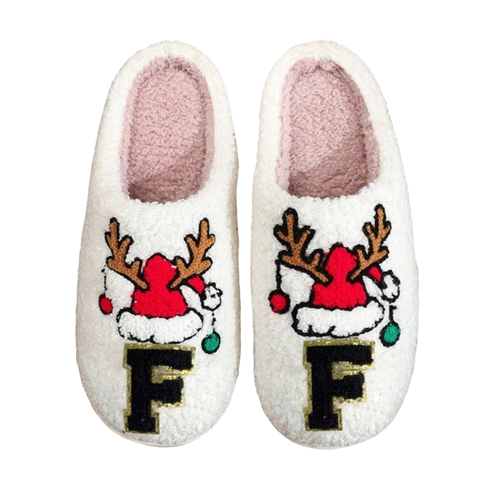 Xmas Slippers for Women Funny A to Z Alphabet Print Slip on Memory Foam ...