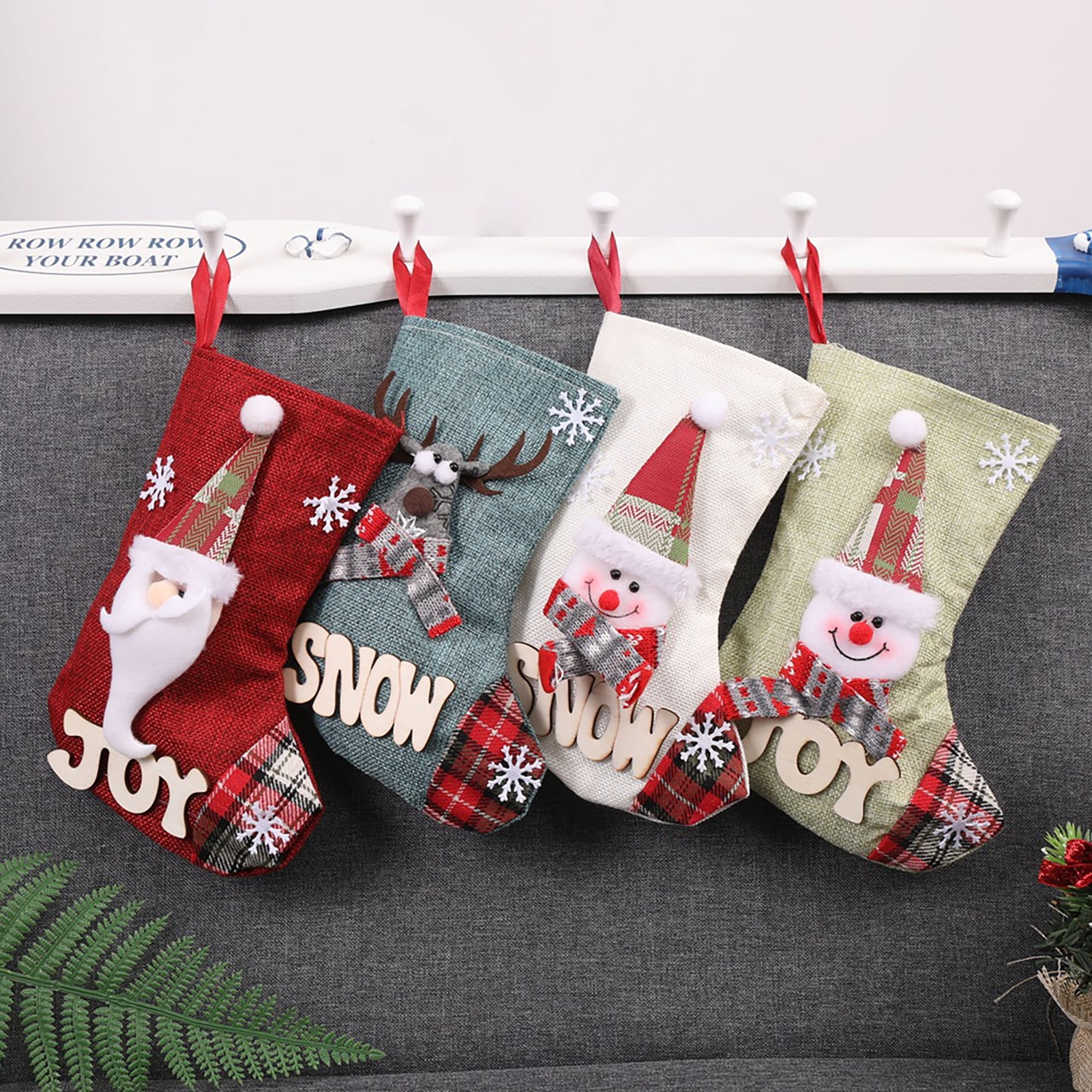 Xmas Theme Design Fabric Christmas Stocking - Easy-to-Hang Santa Candy ...