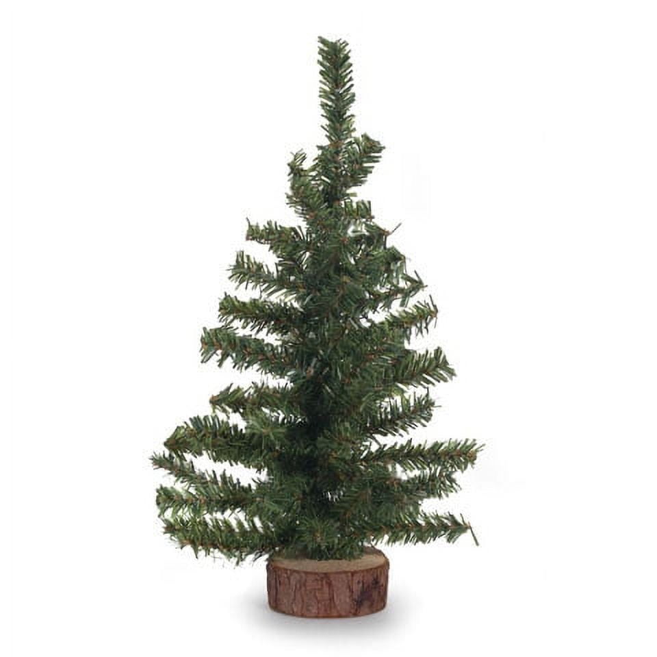 Xmas Tree 12 Inch Mini Canadian 60 Tips Wood Look Base - Walmart.com