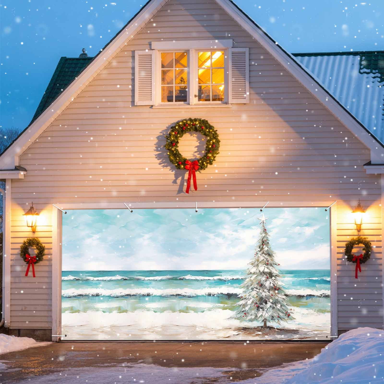 Xmas Tree Ball Christmas Garage Door Decorations, 6x13ft Garage Door ...