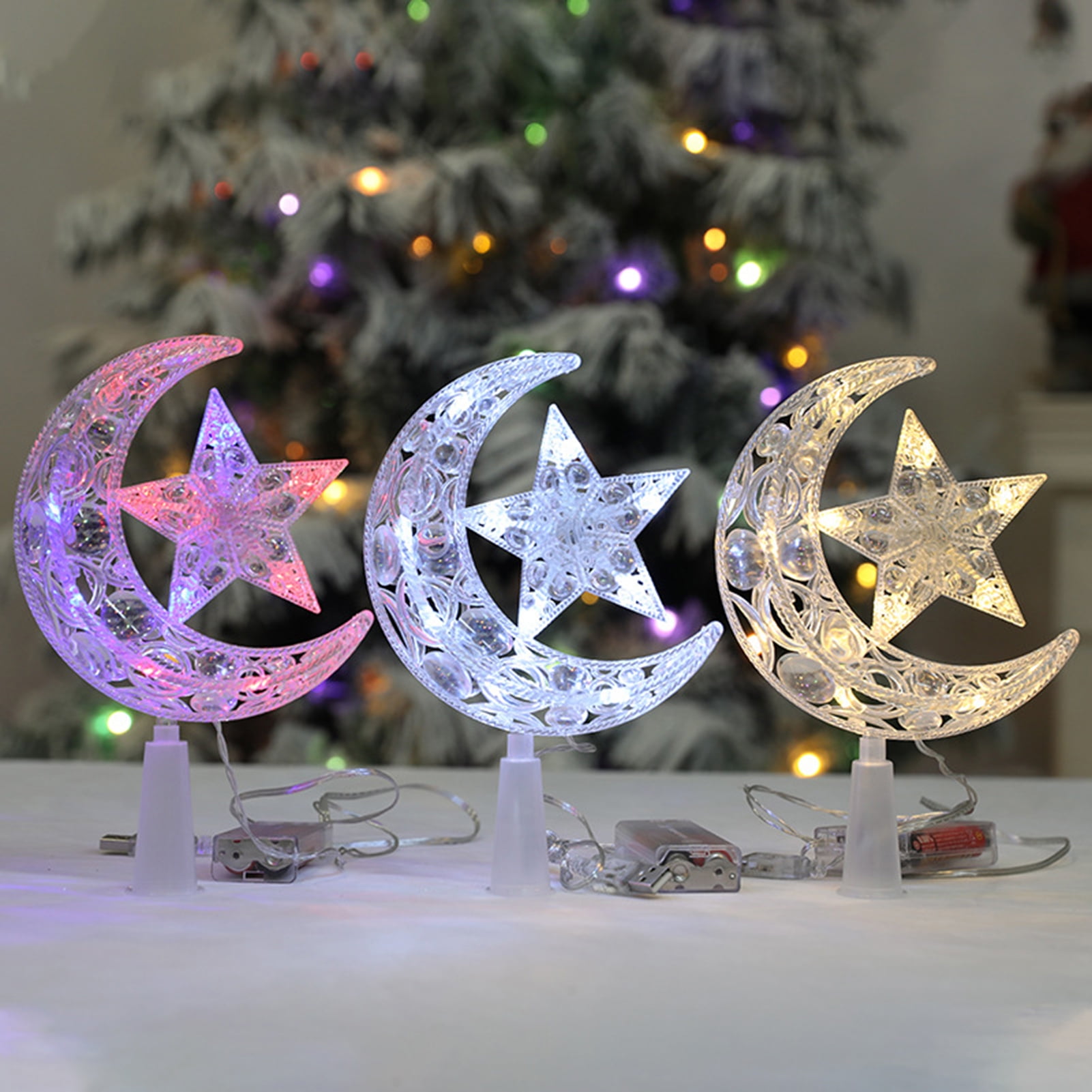 Xmas Tree Top Star Creative Shape Battery-Operated LED Glowing ...