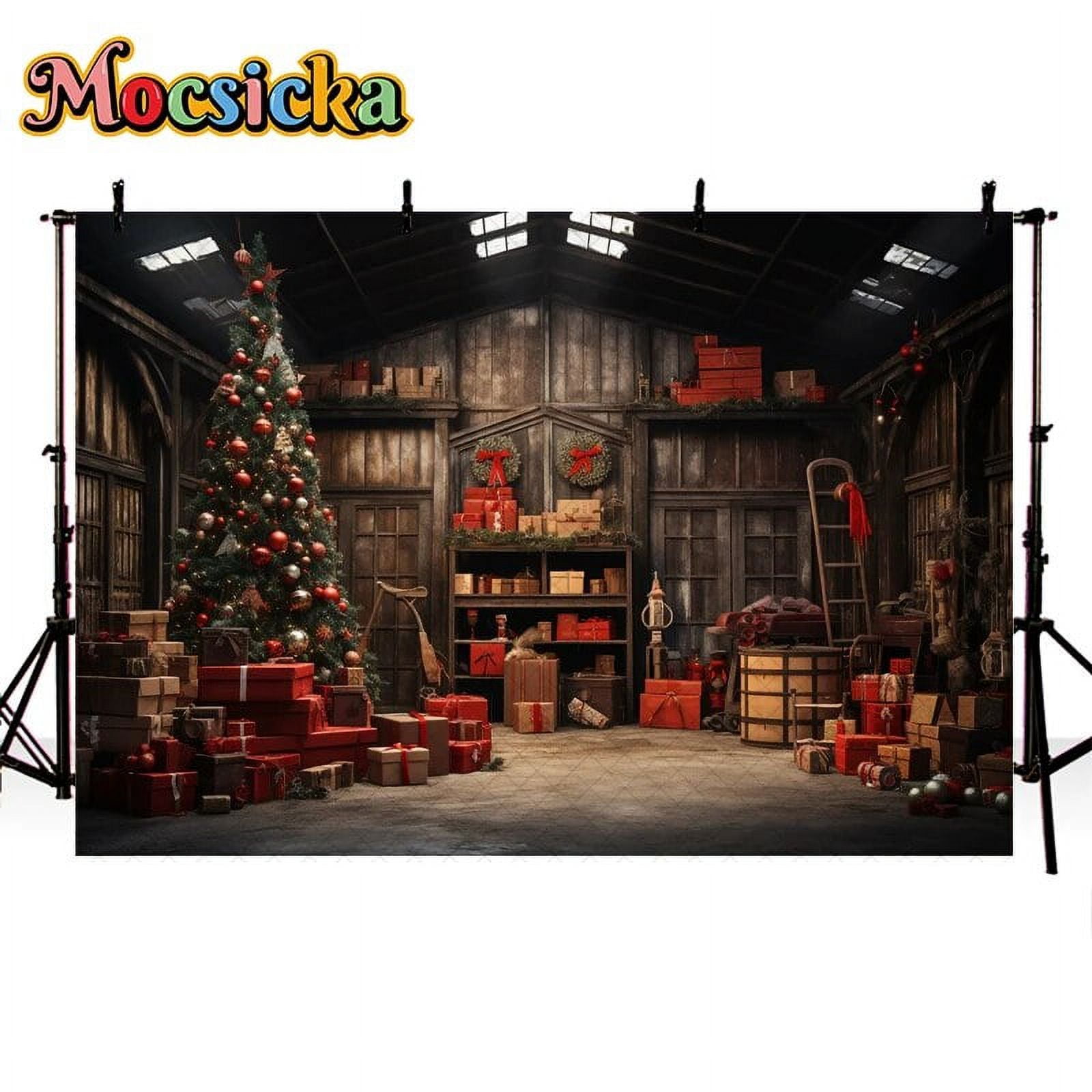 Xmas Warehouse Photography Backdrop Christmas Tree Window Ornament ...