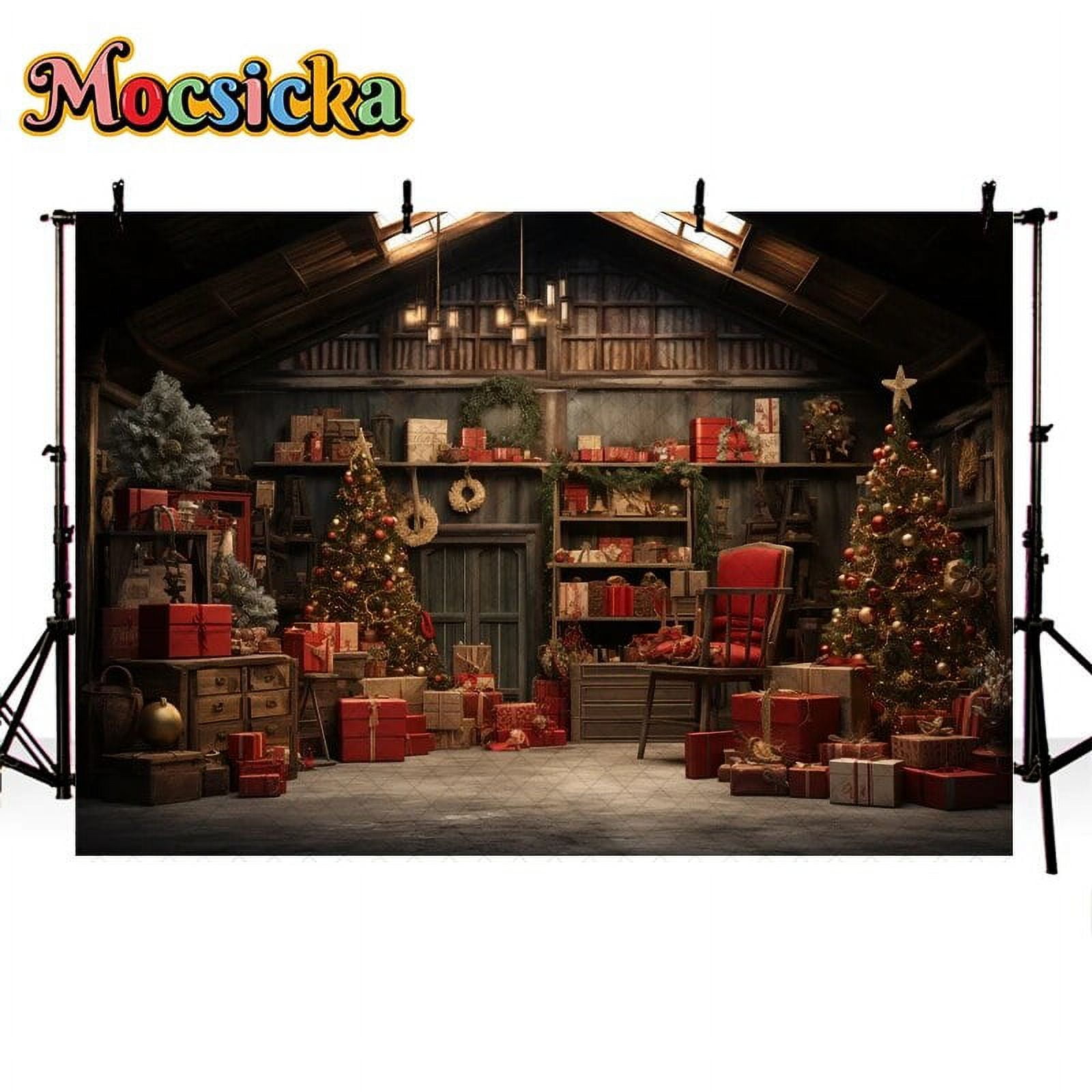 Xmas Warehouse Photography Backdrop Christmas Tree Window Ornament ...