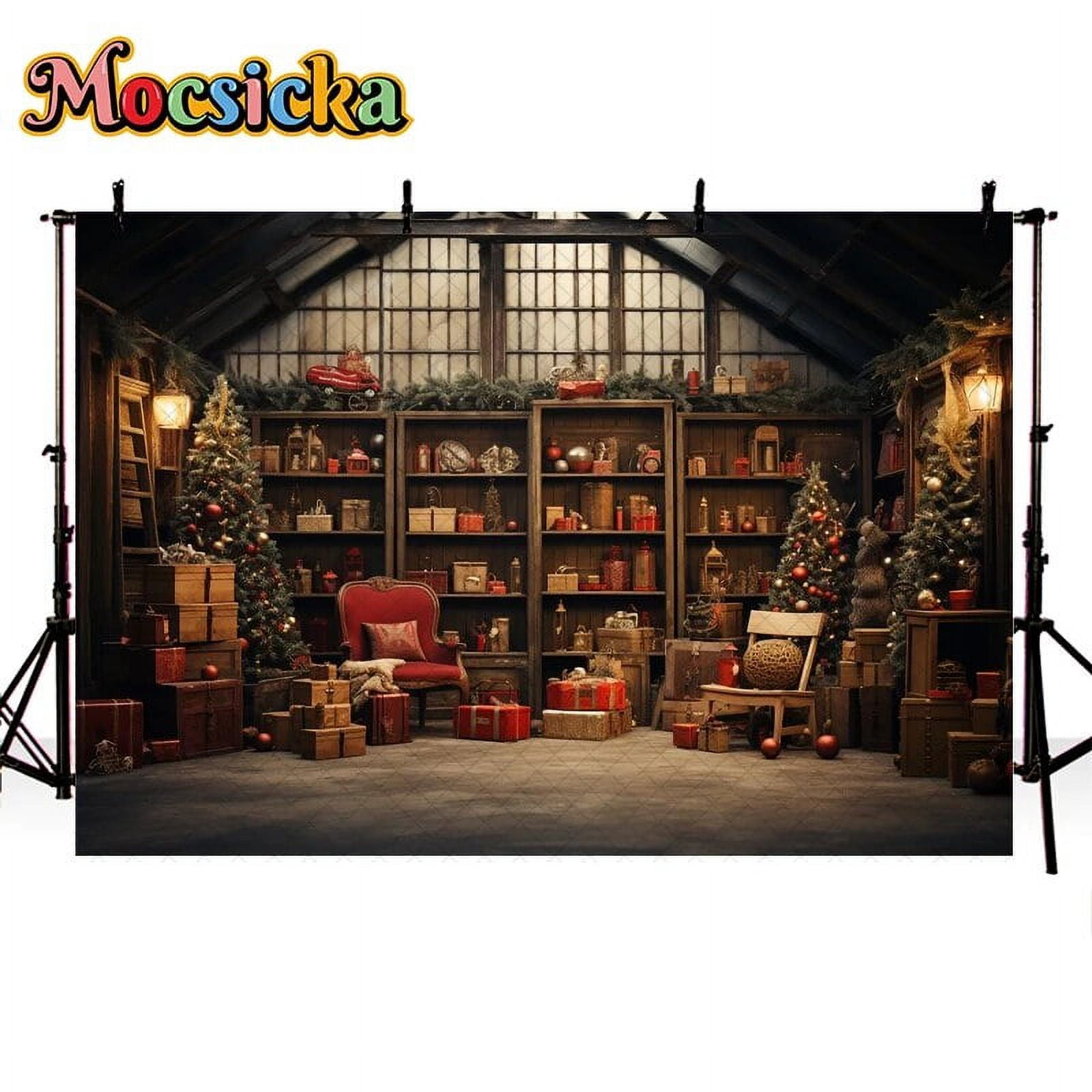 Xmas Warehouse Photography Backdrop Christmas Tree Window Ornament ...