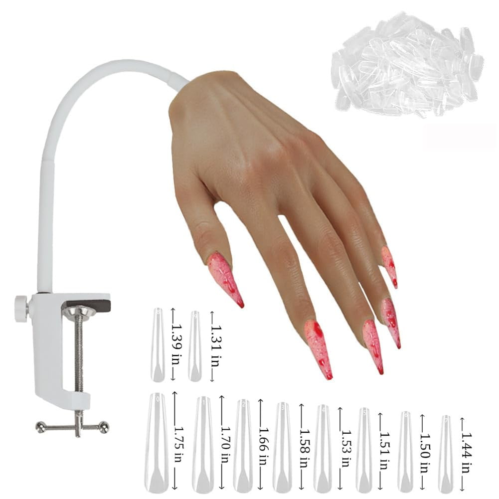 Xmasir White Bracket Silicone Practice Hand Kit for Acrylic Nails with ...