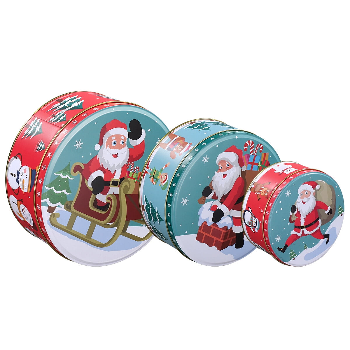 Masteelf Hemoton 3pcs Christmas Tinplate Cookie Tins for Candies ...
