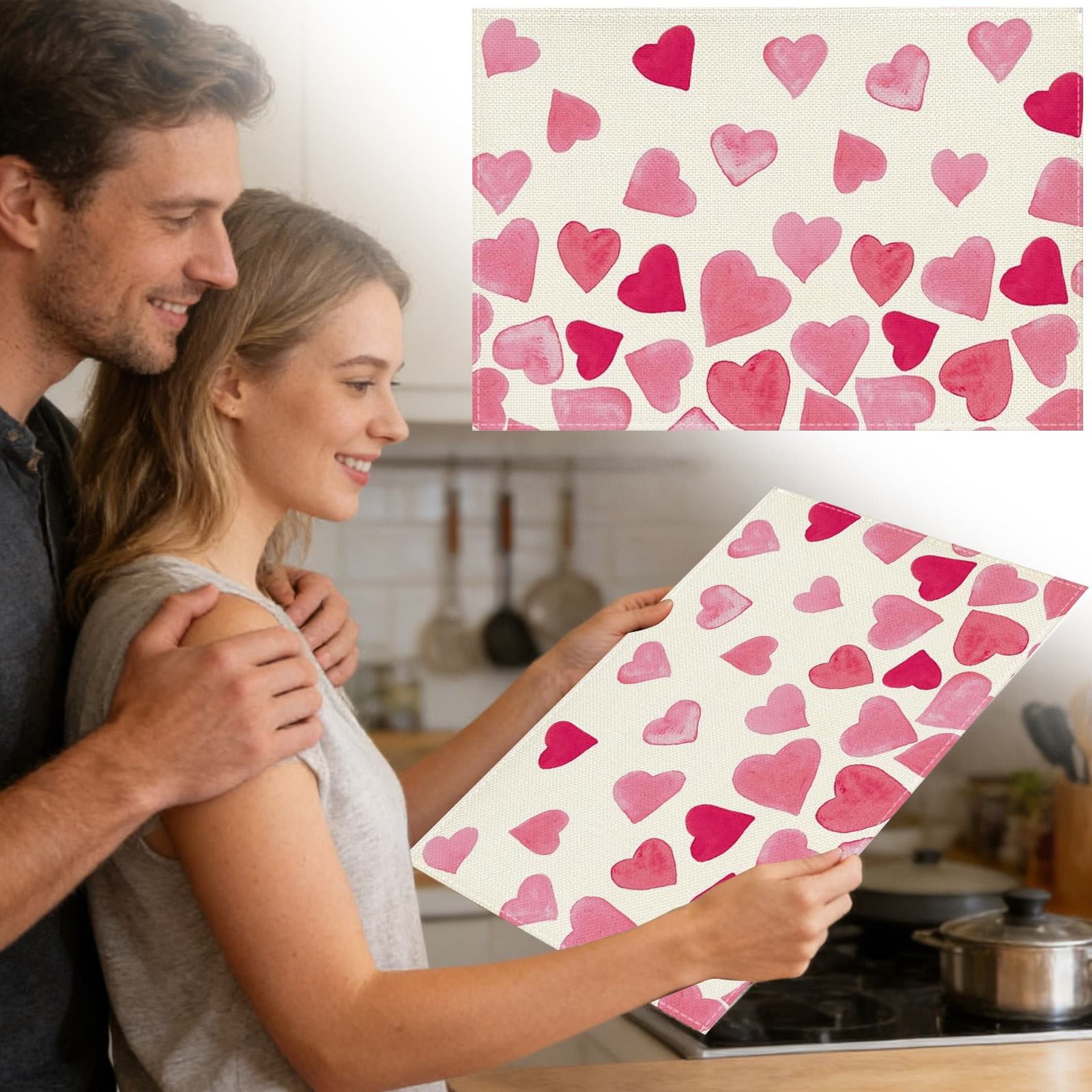 Xmealix Valentine's Day Heart Placemats, Embossed Love Heart Plastic ...