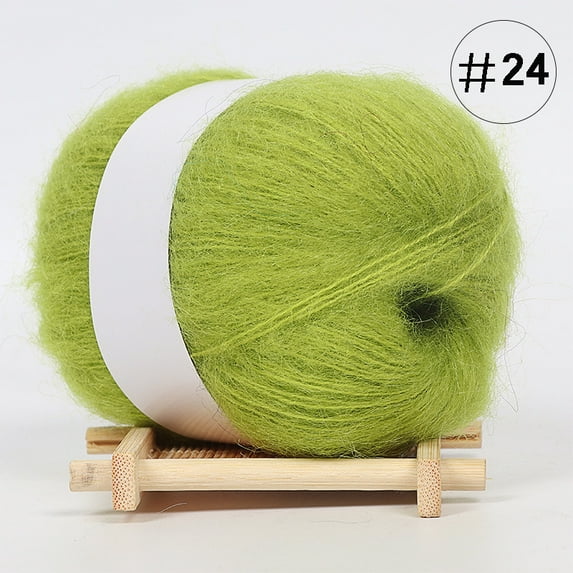 XmhyTop 1 Roll 25G Green Premium Yarn, 30% Mohair & 70% Wool Blend Soft ...