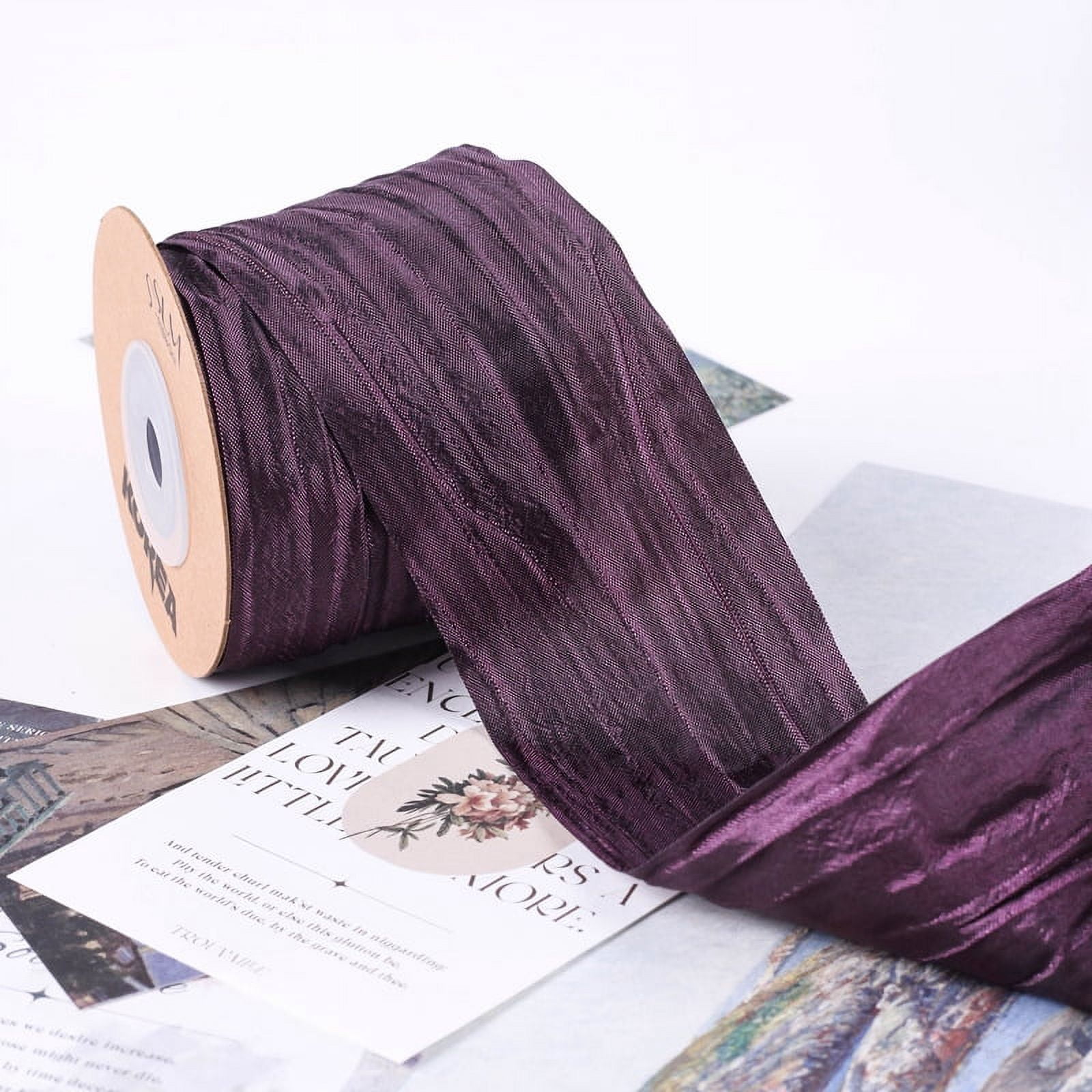 XmhyTop 10 Yards Fabric Crinkled Ribbon,Silk-Like Wrinkled Ribbons,for ...