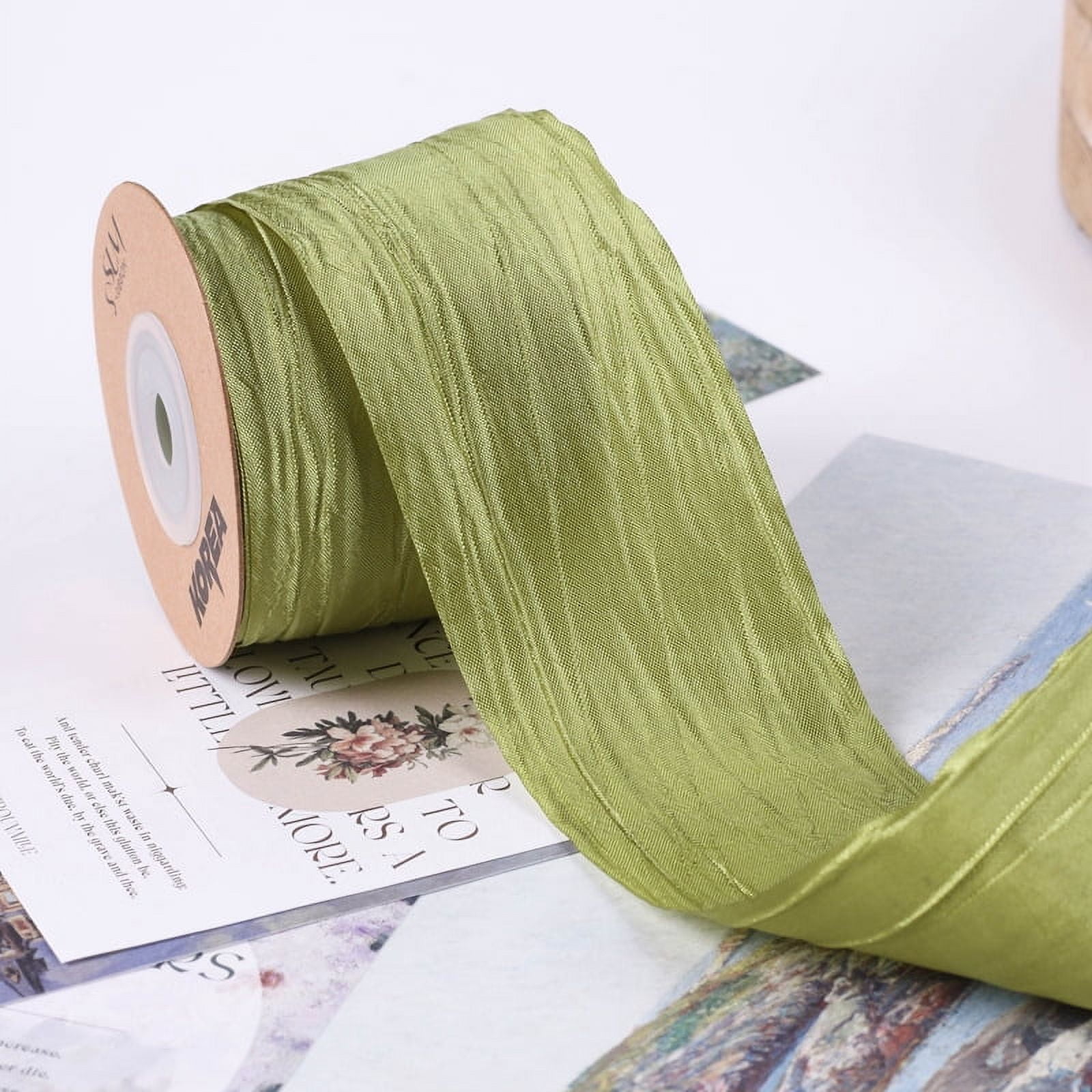 XmhyTop 10 Yards Fabric Crinkled Ribbon,Silk-Like Wrinkled Ribbons,for ...