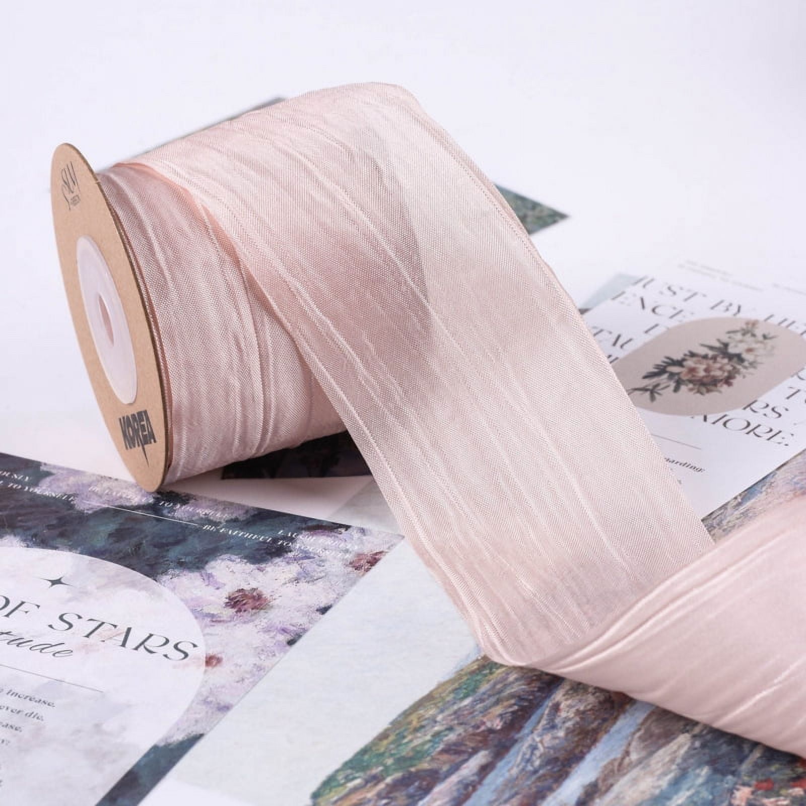 XmhyTop 10 Yards Fabric Crinkled Ribbon,Silk-Like Wrinkled Ribbons,for ...