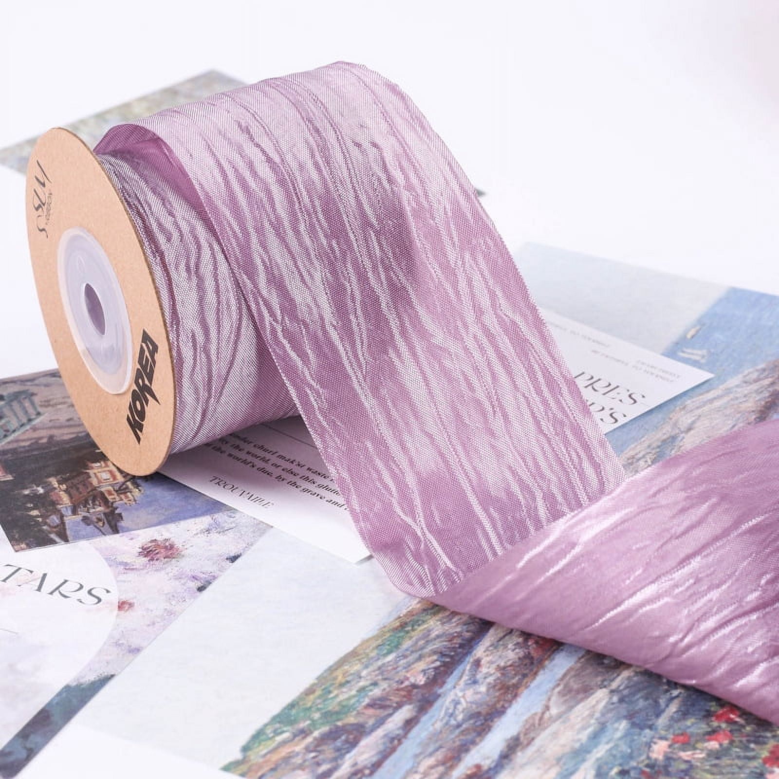 XmhyTop 10 Yards Fabric Crinkled Ribbon,Silk-Like Wrinkled Ribbons,for ...