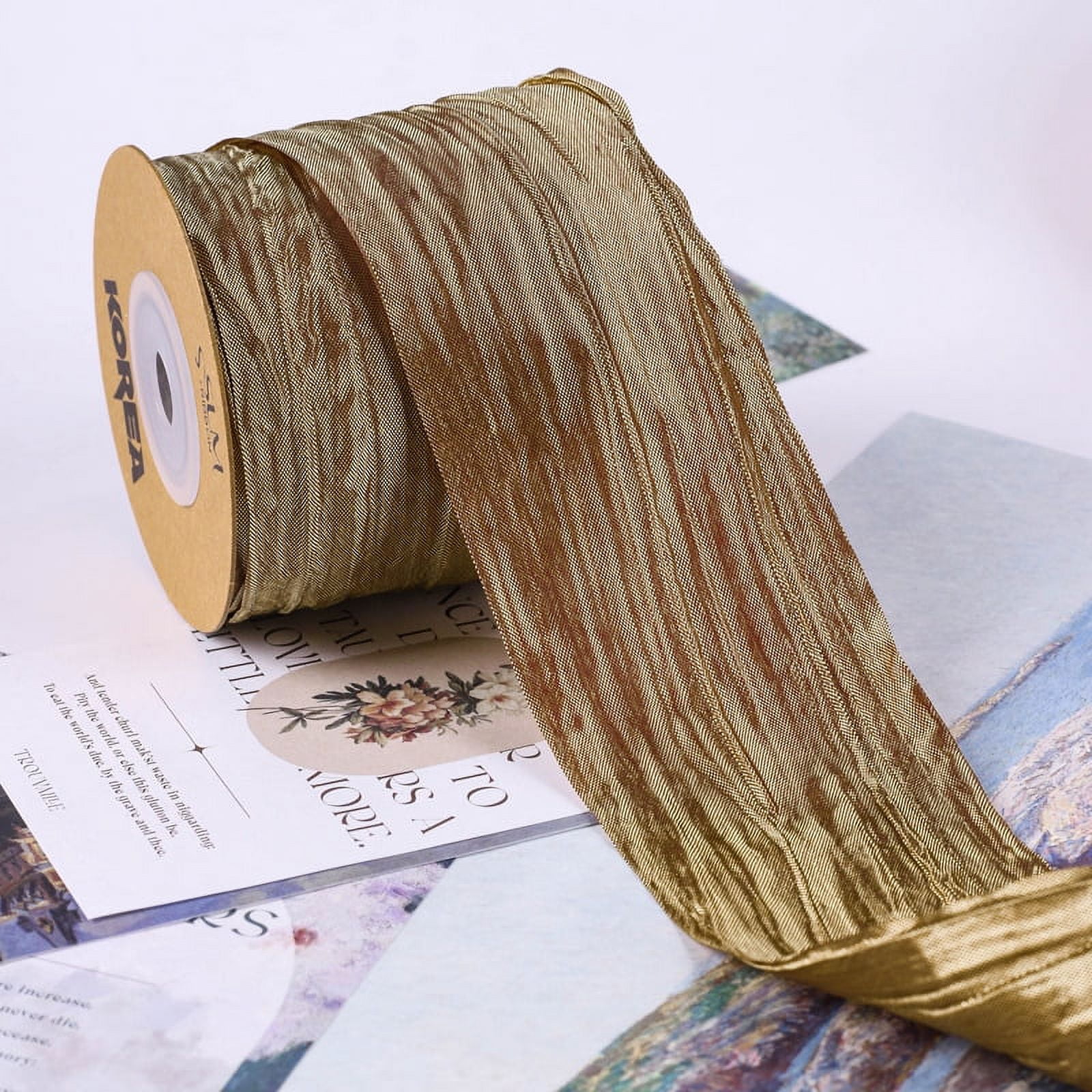 XmhyTop 10 Yards Fabric Crinkled Ribbon,Silk-Like Wrinkled Ribbons,for ...