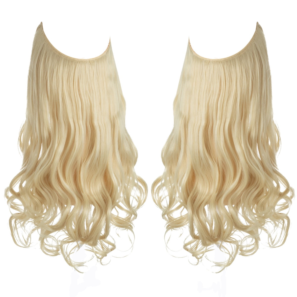 XmhyTop 18" Long Wavy Curly Hair Topper with Invisible Fishline ...