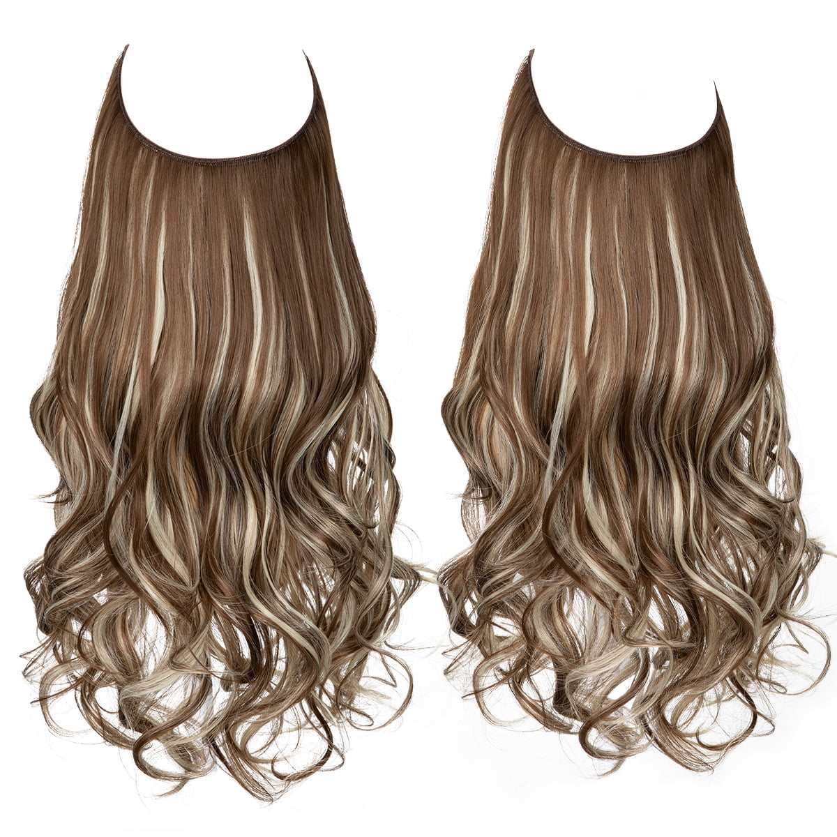 XmhyTop 18" Long Wavy Curly Hair Topper with Invisible Fishline ...