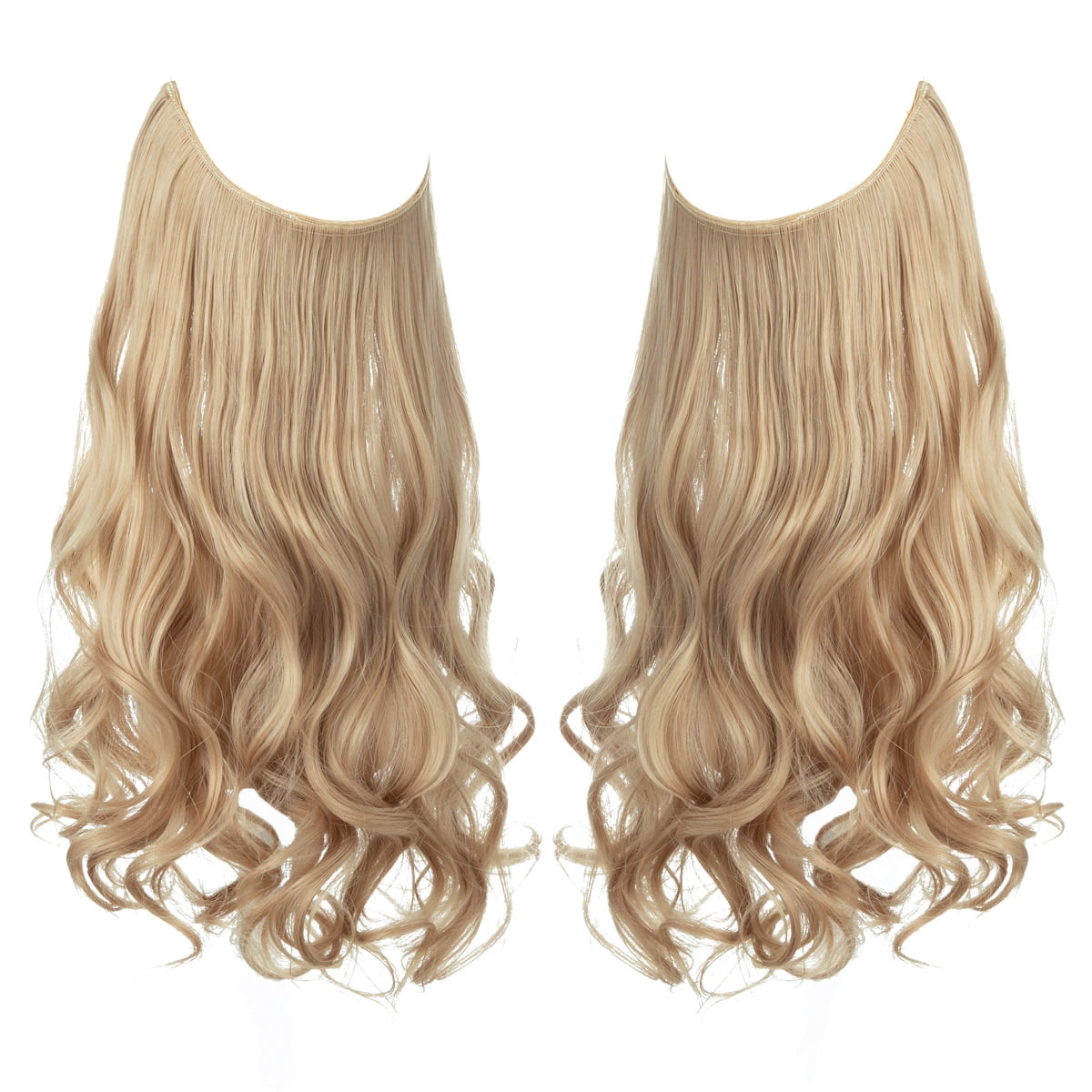 XmhyTop 22" Long Wavy Curly Hair Topper with Invisible Fishline ...