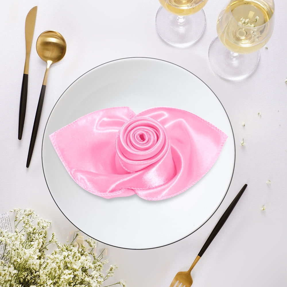 XmhyTop 4Pcs Silky Light Pink Satin Napkins 11.81 x 11.81 Inches ...