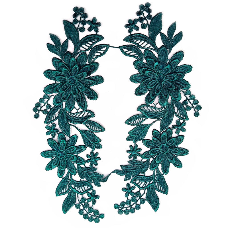 XmhyTop-A 1 Pair Floral Embroidery Patch Bridal Lace Applique for ...