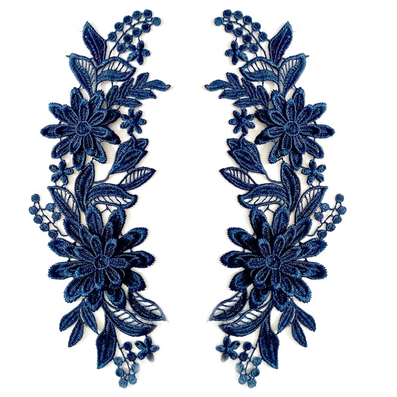 XmhyTop-A 1 Pair Floral Embroidery Patch Bridal Lace Applique for ...