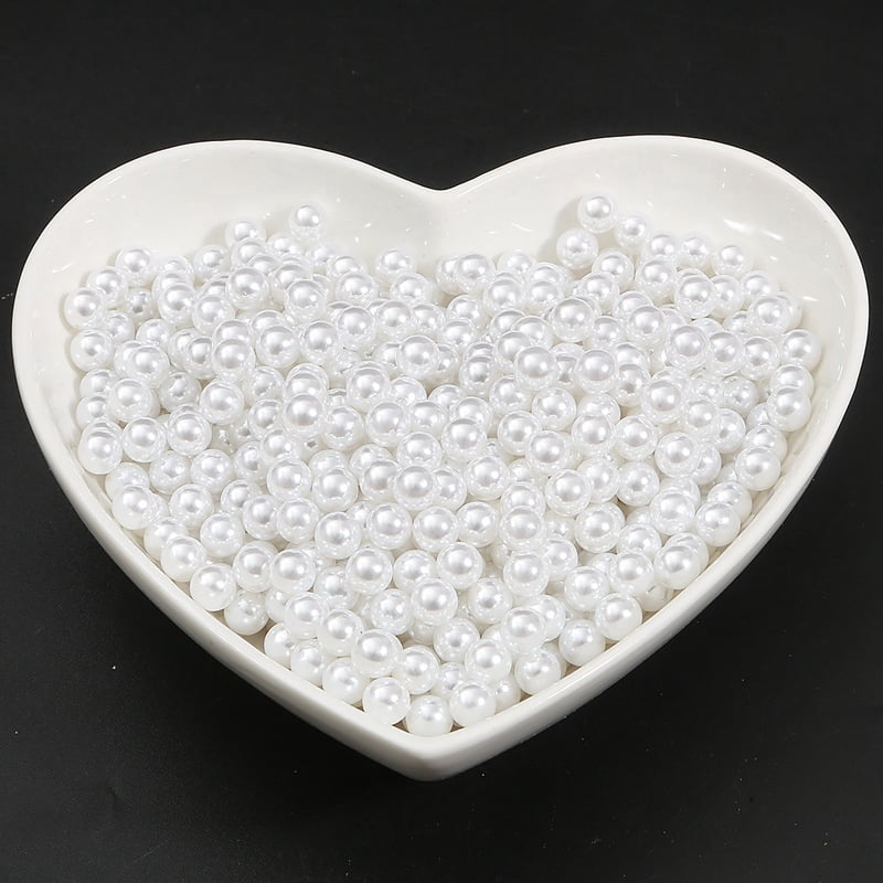 XmhyTop-A 100-Piece Faux Pearls Beads 0.8cm ABS No-Hole Craft Pearls ...