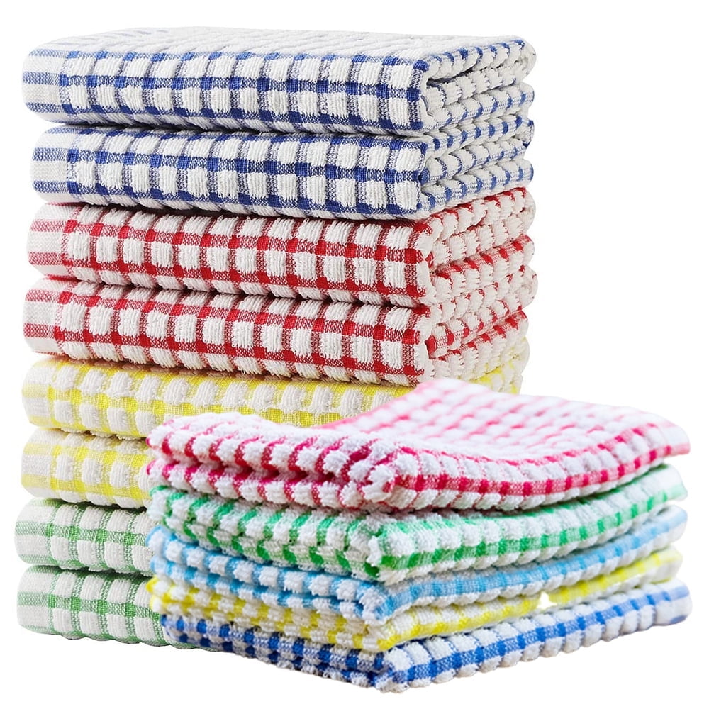 XmhyTop-A 12 Packs of 12×12 inches Pure Cotton Kitchen Dish Towels ...