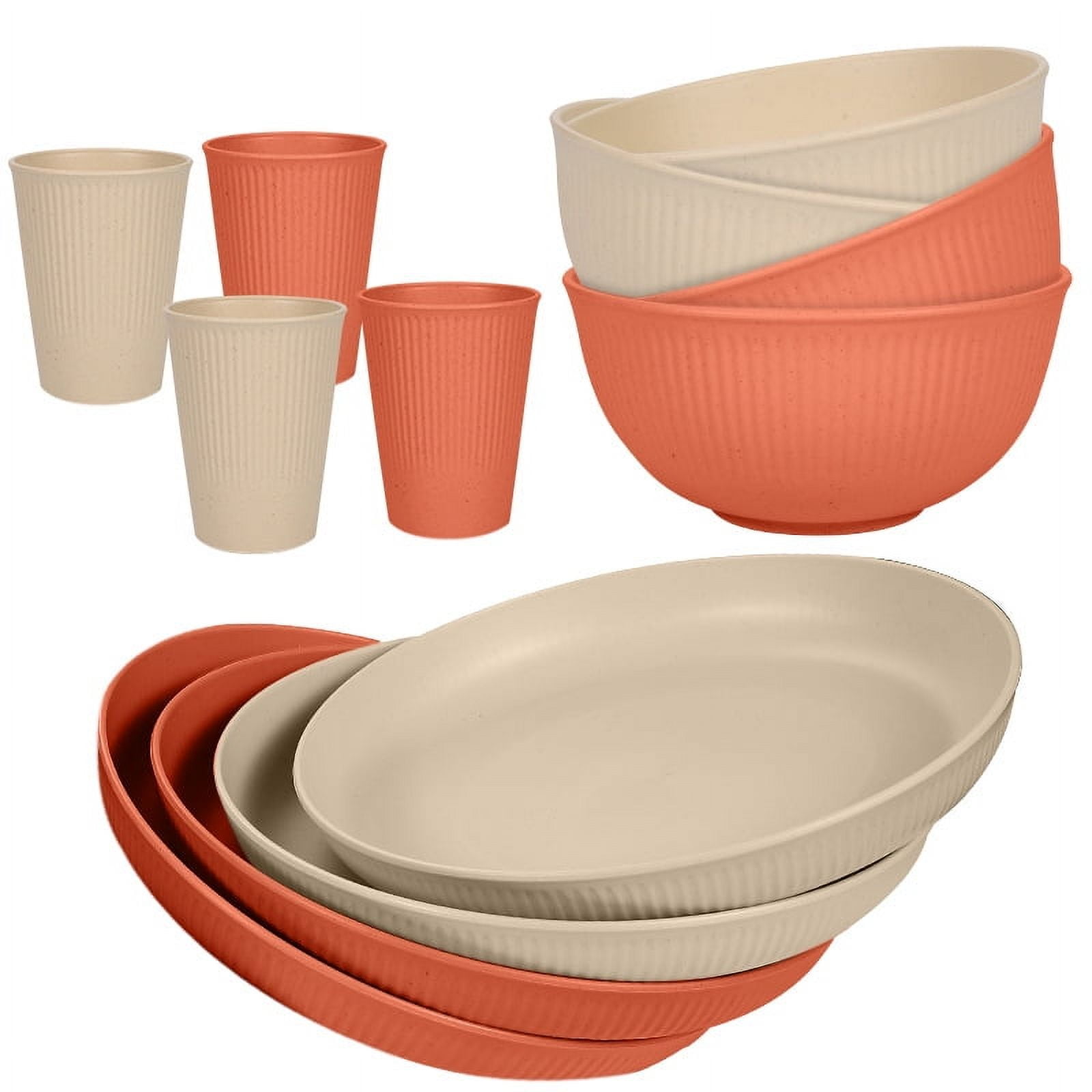 XmhyTop-A 12-Piece Dinner Plate Set - Dinnerware Sets for Family Meals ...