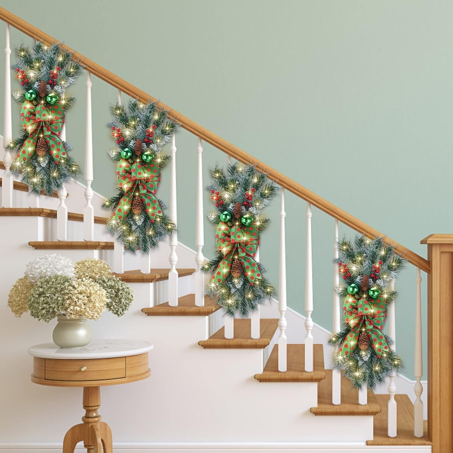 XmhyTop-A 1pcs Cordless Stairway Trim,Christmas Swag Wreath Hanging ...