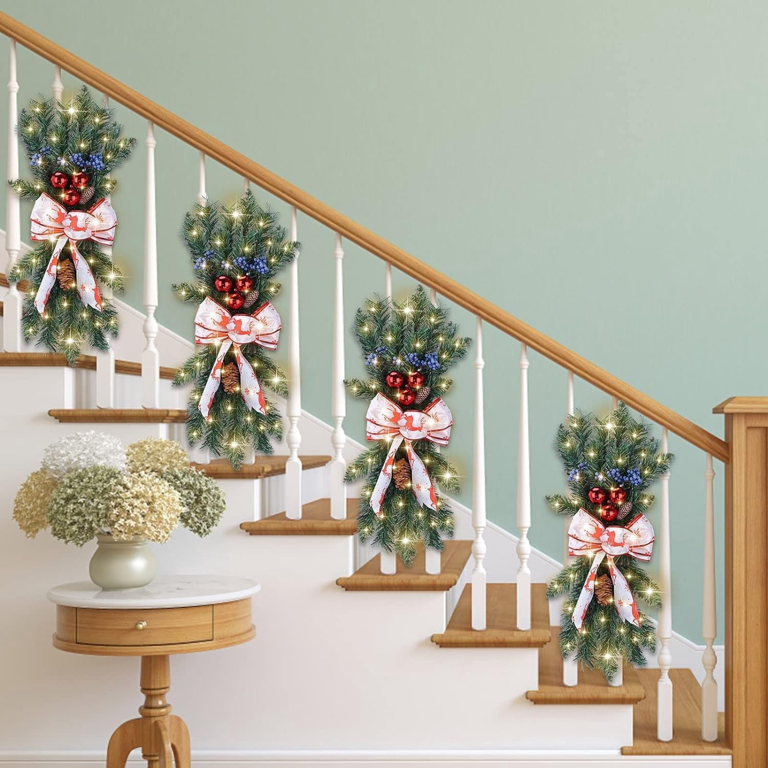 XmhyTop-A 1pcs Cordless Stairway Trim,Christmas Swag Wreath Hanging ...