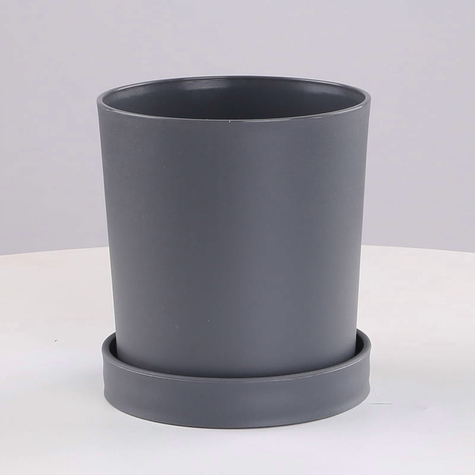 XmhyTop-A 2 Pack Grey Flower Pots, 9.3*9.3*12.5cm Small Plant Pots with ...