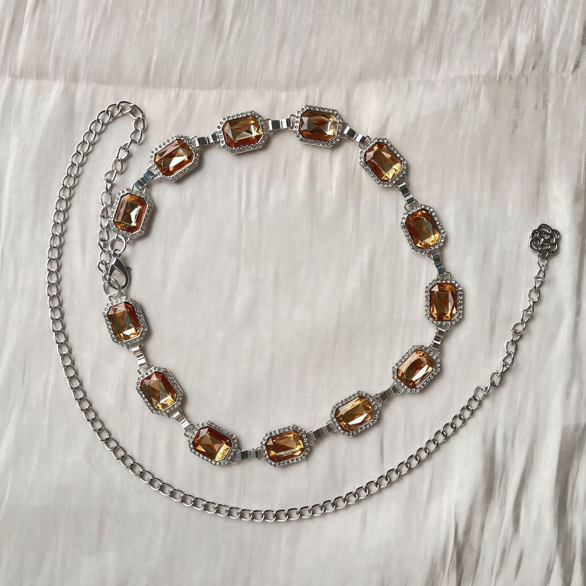 XmhyTop-A 2-Pack Waist Belt Dress Chain Belt, Crystal Body Chain for ...