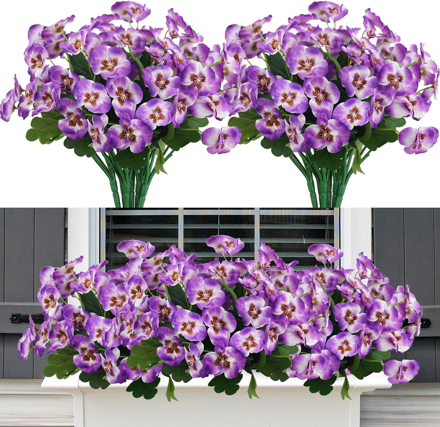 XmhyTop-A 6 bouquets of artificial flowers, 13 inch outdoor UV ...