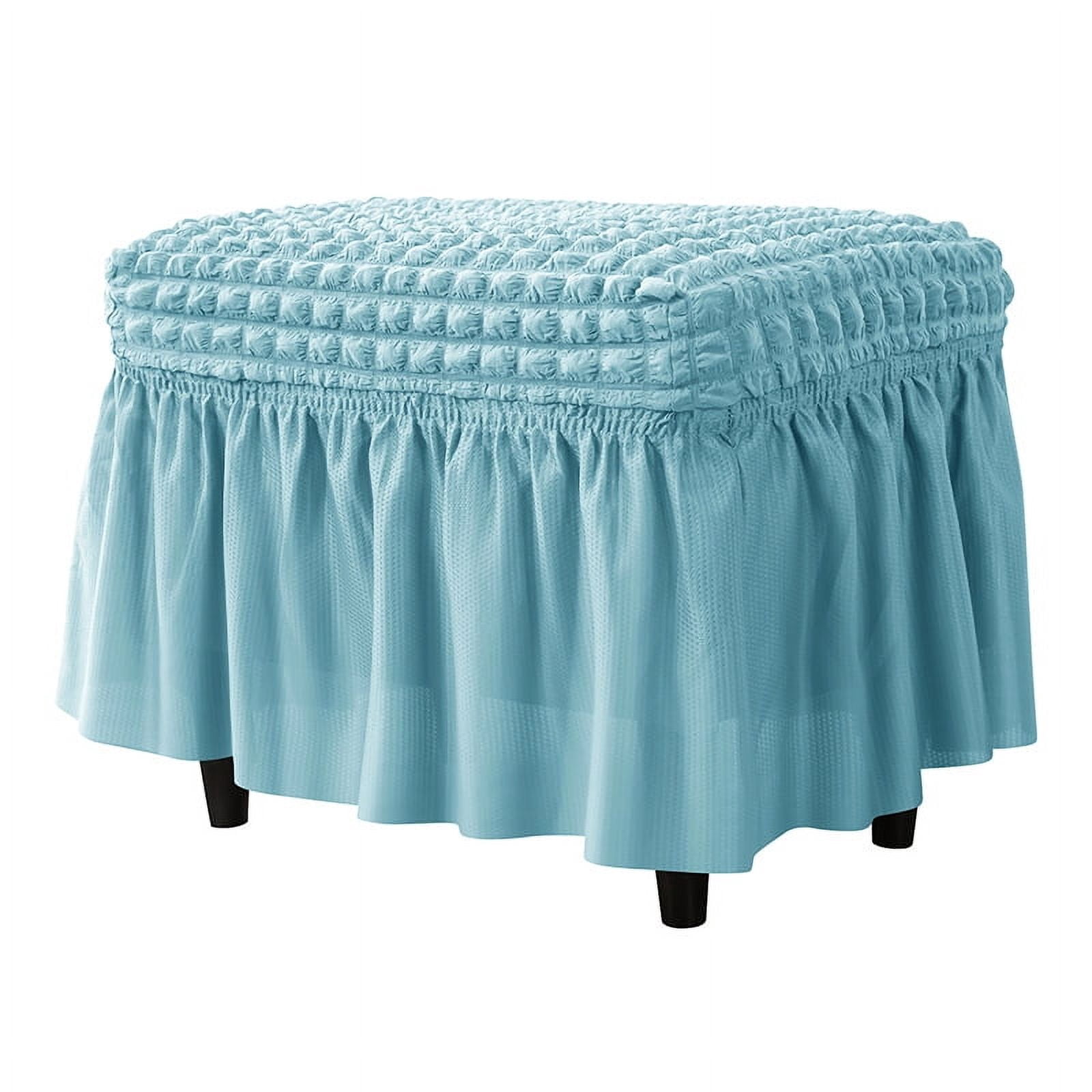 XmhyTop-A Blue Stretch Stool Cover, S Size Rectangle Footstool Cover ...